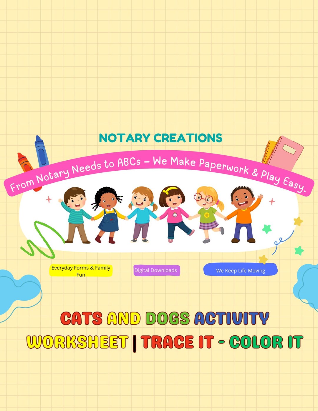 Cats & Dogs Tracing and Coloring Worksheets | 31 Printable Pet ...