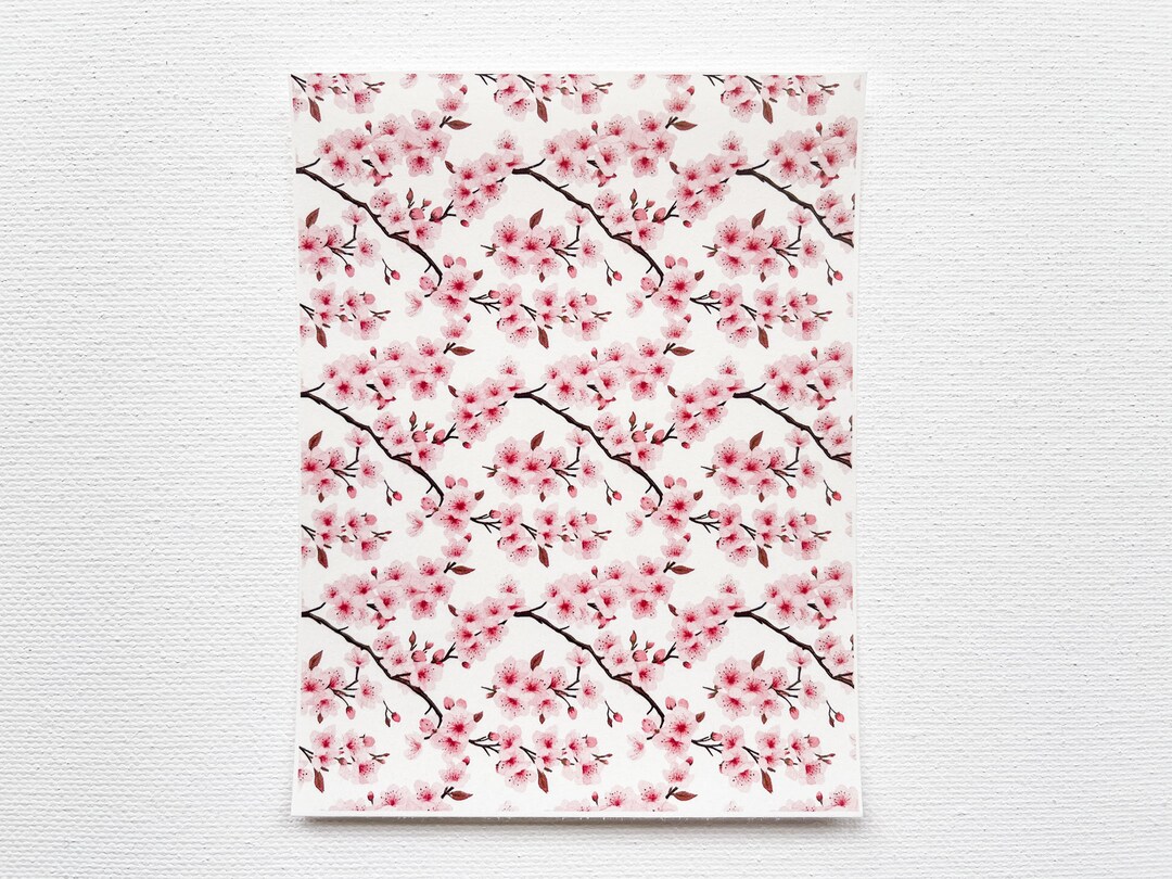 Cherry Blossoms Transfer Sheet for Polymer Clay, Pink Floral Transfer ...