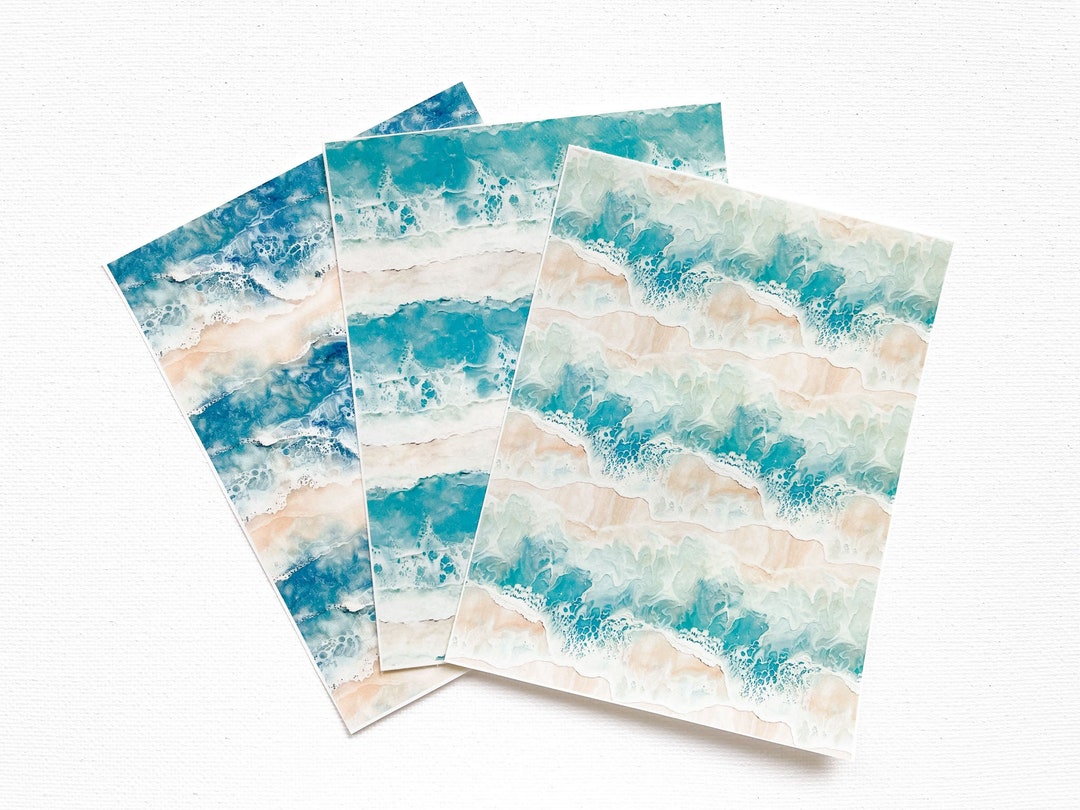 Ocean Waves Water-soluble Transfer Sheet, Polymer Clay Transfer Paper ...