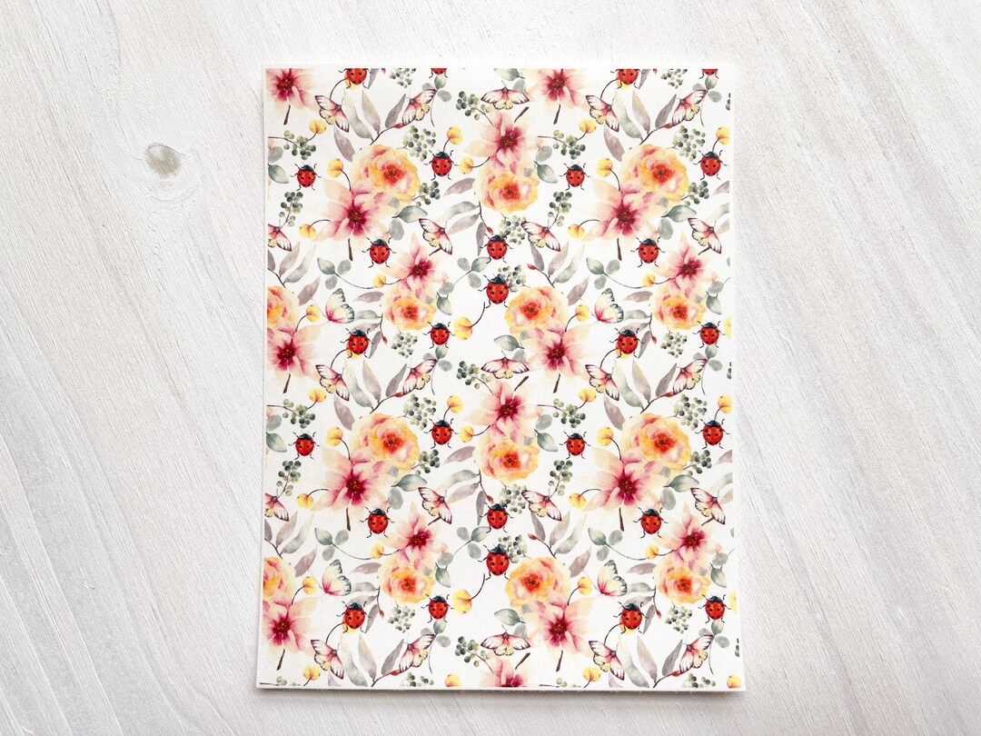 Ladybugs and Flowers Transfer Sheet for Polymer Clay, Floral Water ...