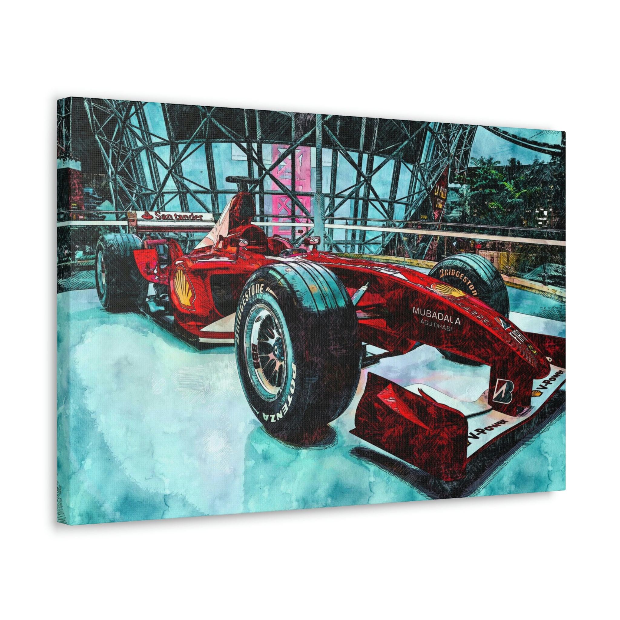 Ferrari F1 Car Canvas Print Wall Art Illustrated Race Car - Etsy