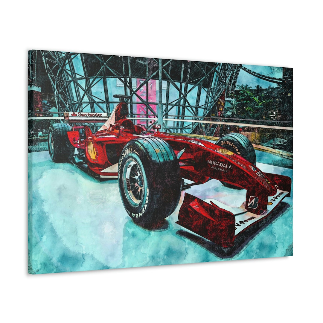 Ferrari F1 Car Canvas Print Wall Art Illustrated Race Car - Etsy