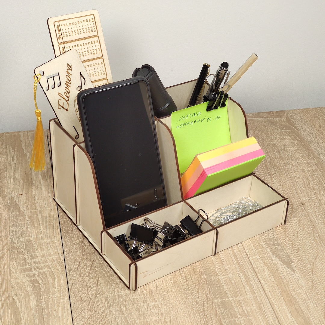Personalized Desk Organizer for Kids or Office Desk Accessories Wooden ...