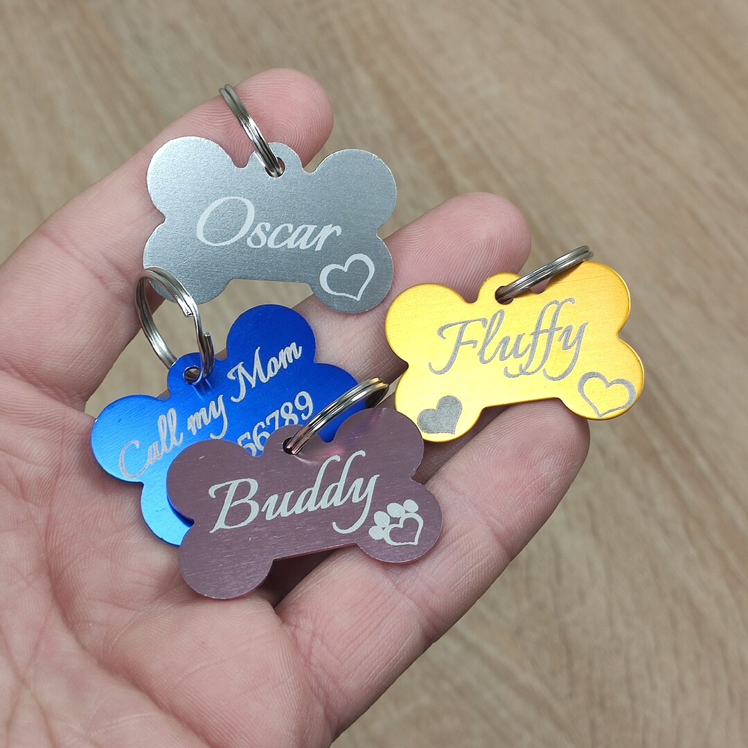 Personalized Bone Pet ID Tag: Custom Dog Name Tag - Etsy