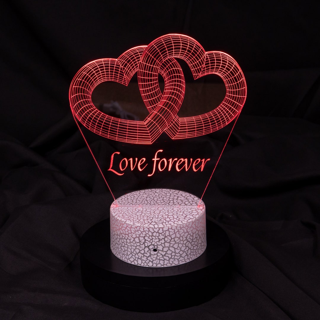Personalized Hearts Night Light Custom Engraved Led Neon Sign Stand ...