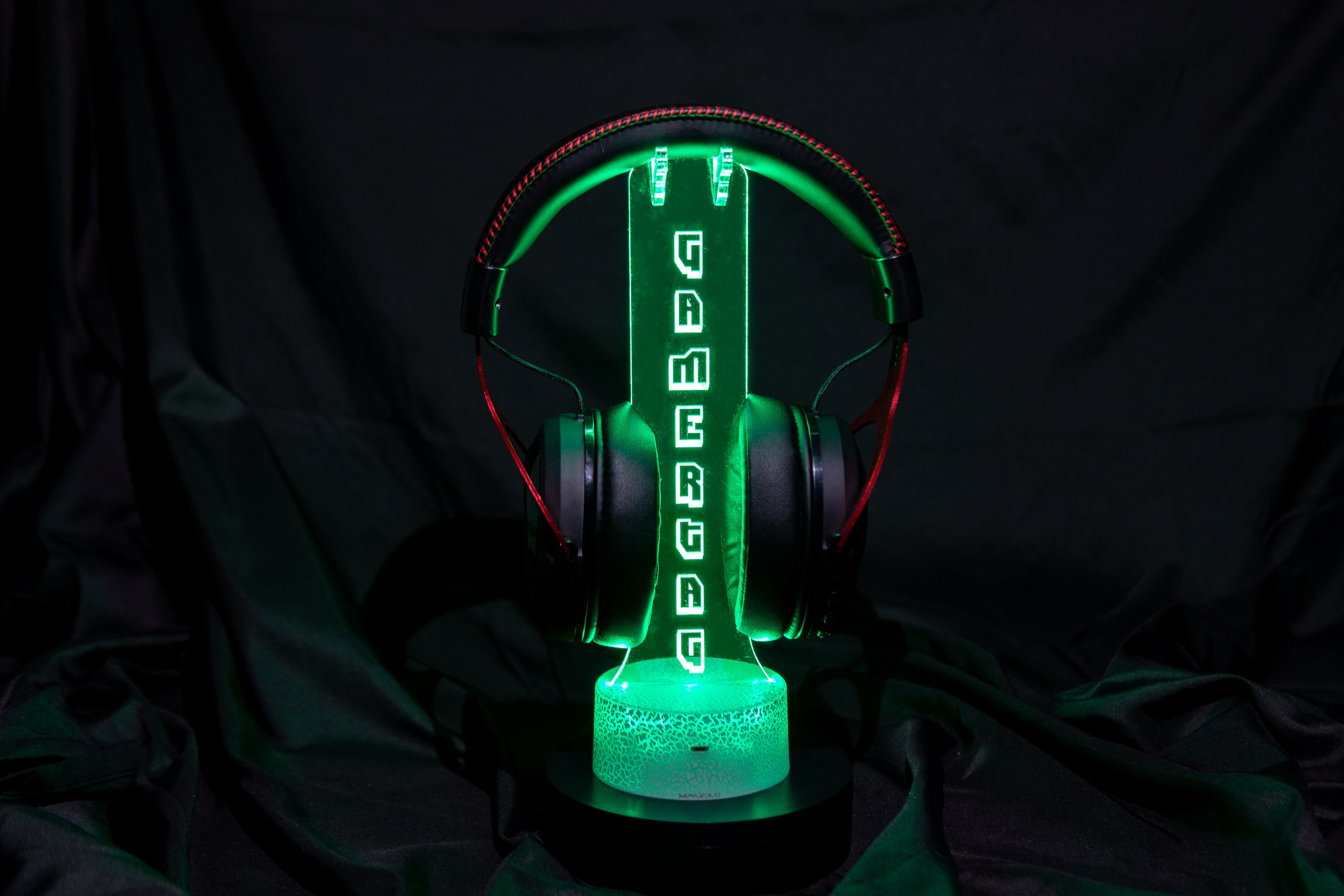 Personalized Gamer Streamer Tag LED Headphone Holder Stand - Etsy