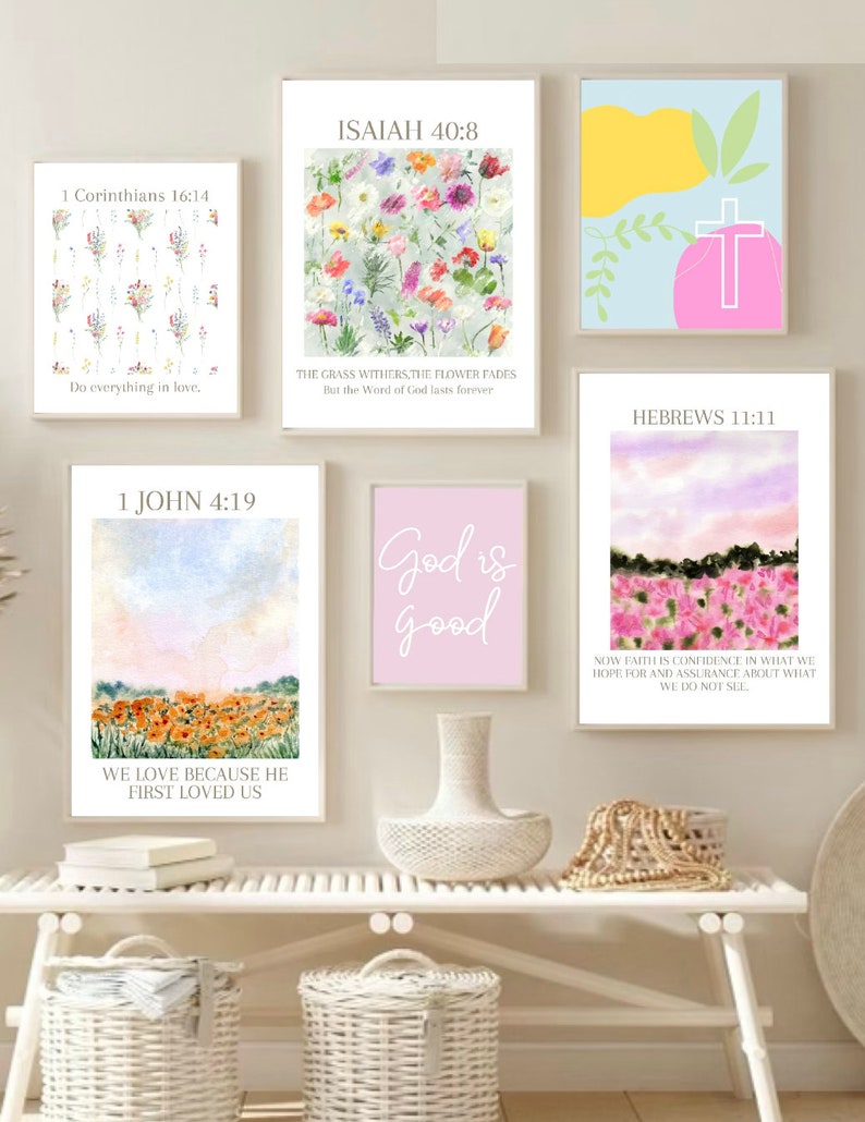 Framed Physical Print White Christian Wall Art Bible Verse Wall Art ...