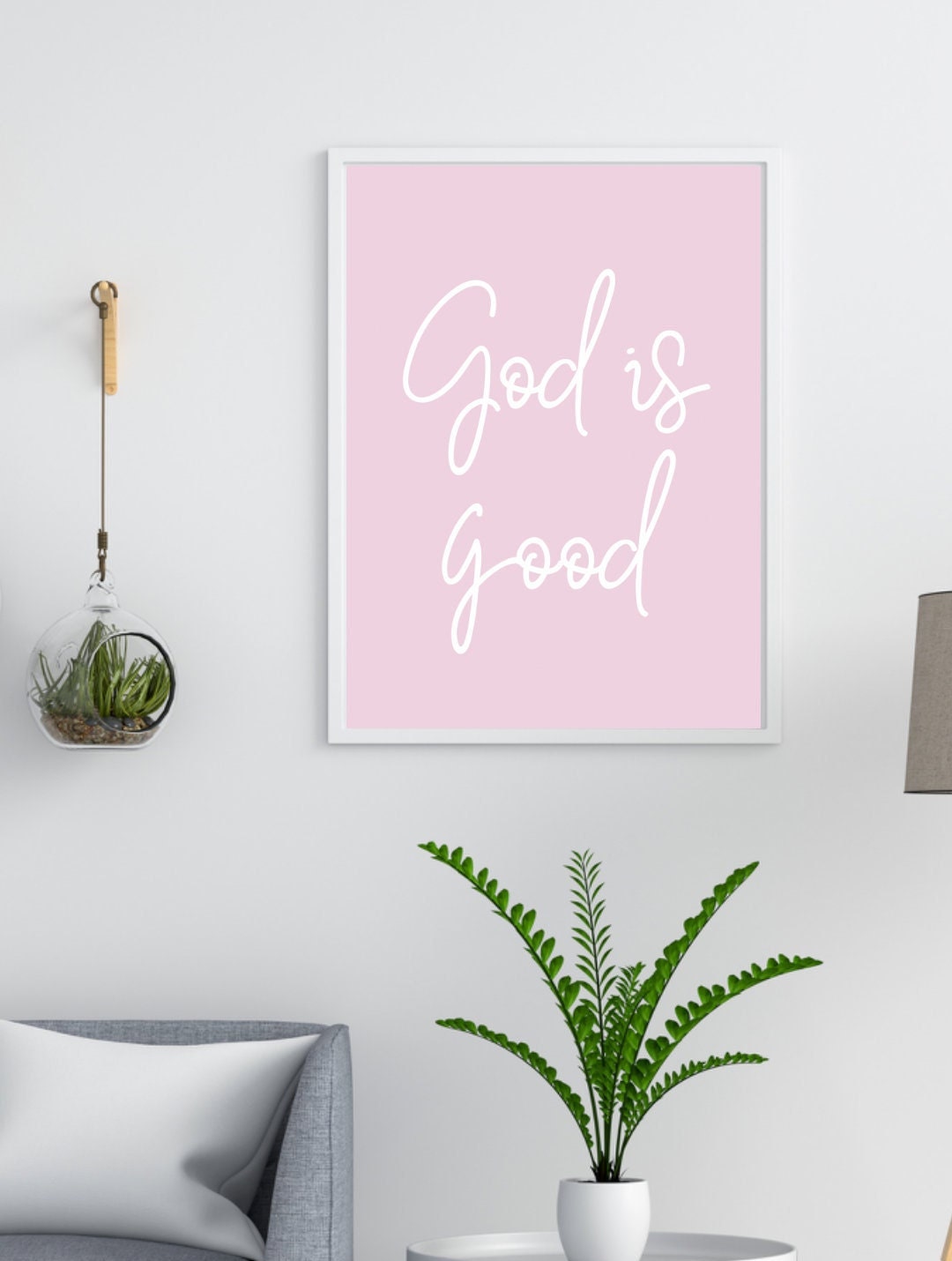 God is Good Digital Download Pink Simple Wall Art Christian Printable ...