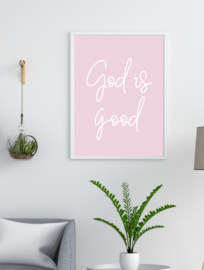 God is Good Digital Download Pink Simple Wall Art Christian Printable ...