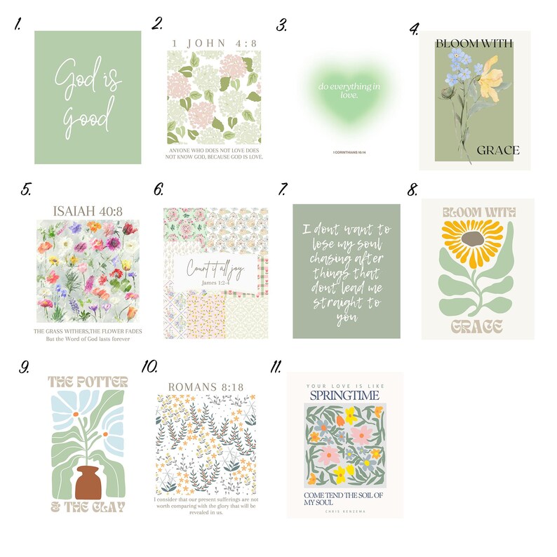 Christian Wall Art Poster | Green Bible Verse Print, Unframed - Etsy