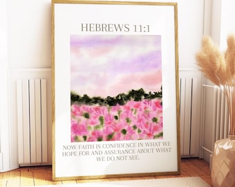 Hebrews 11:1 Faith Scripture Print, Bible Verse Quote Poster Wall Art ...