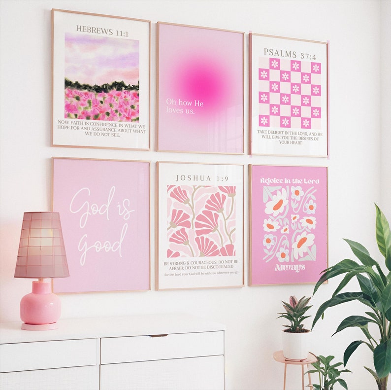 God is Good Pink Christian Wall Art | Minimalist Preppy Decor (digital ...