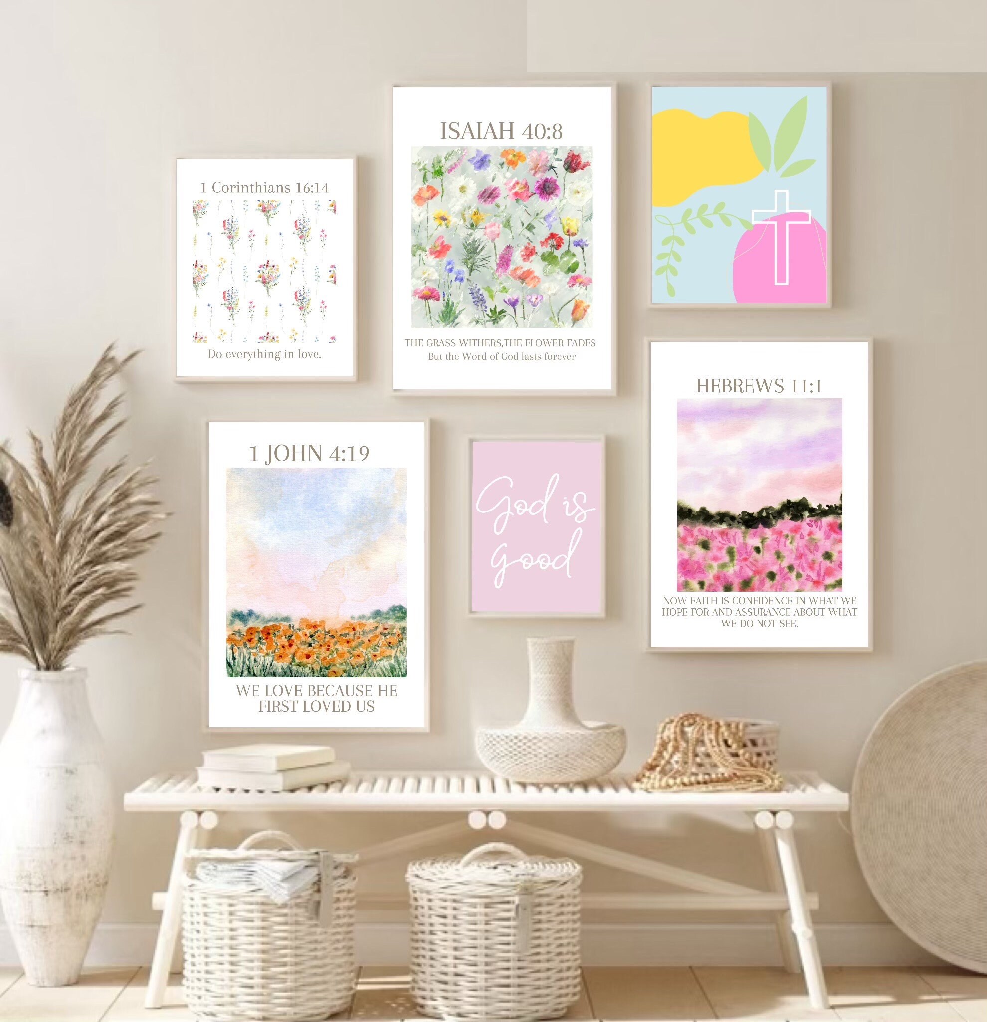 God is Good Physical Print Preppy Wall Art Bible Verse Prints Modern ...