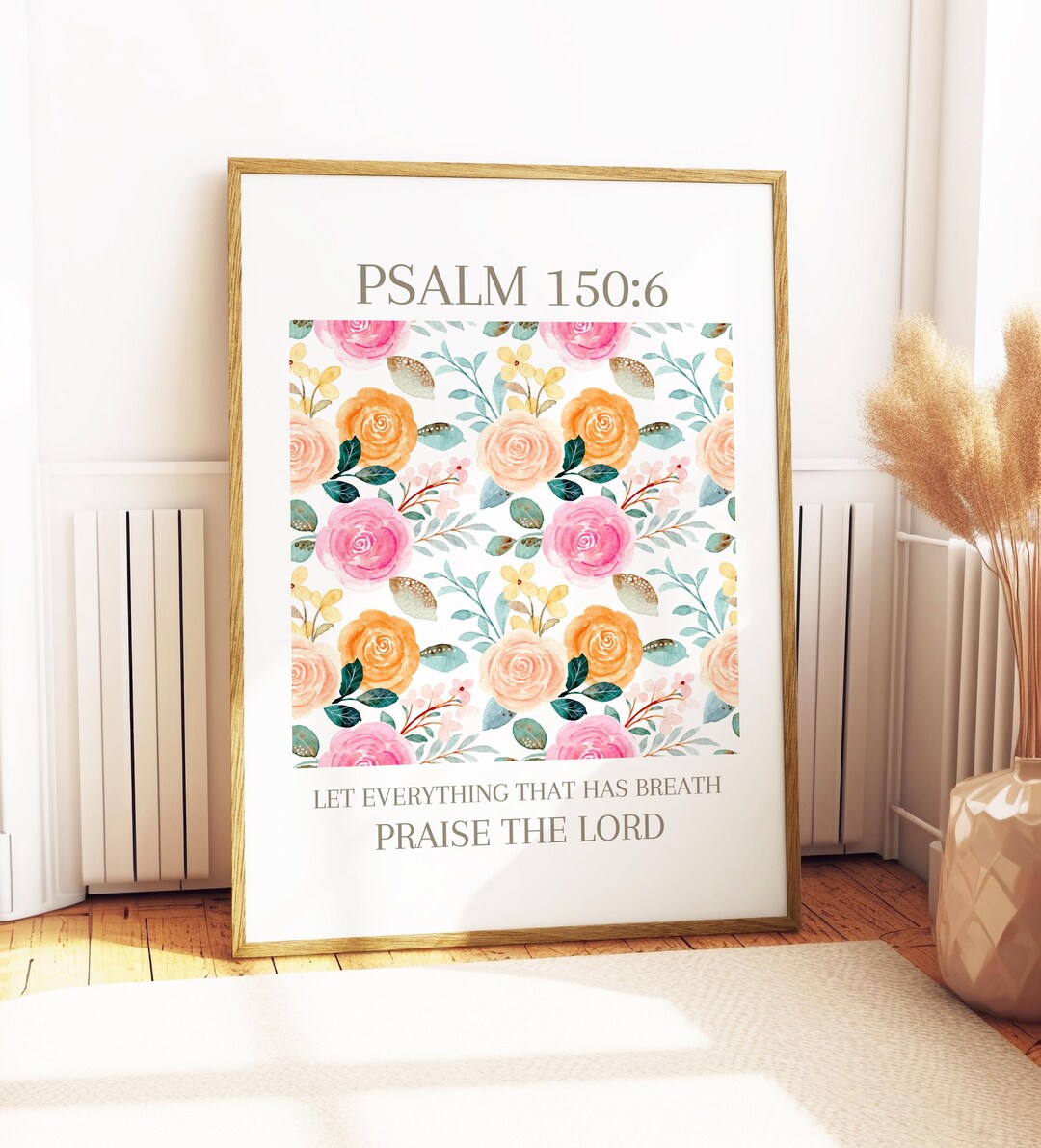 Psalm 150:6 Floral Christian Print, Digital Download, Pink and Blue ...