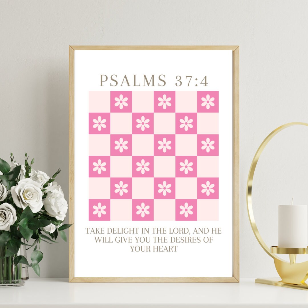 Psalm 37:4 Physical Print Take Delight in the Lord Preppy Wall Art ...