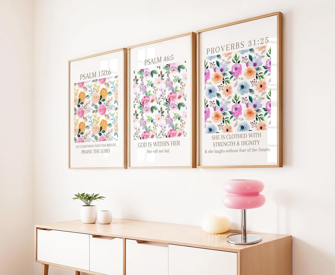 Bundle of 3 | Floral Scripture Poster L Printable Digital Download ...