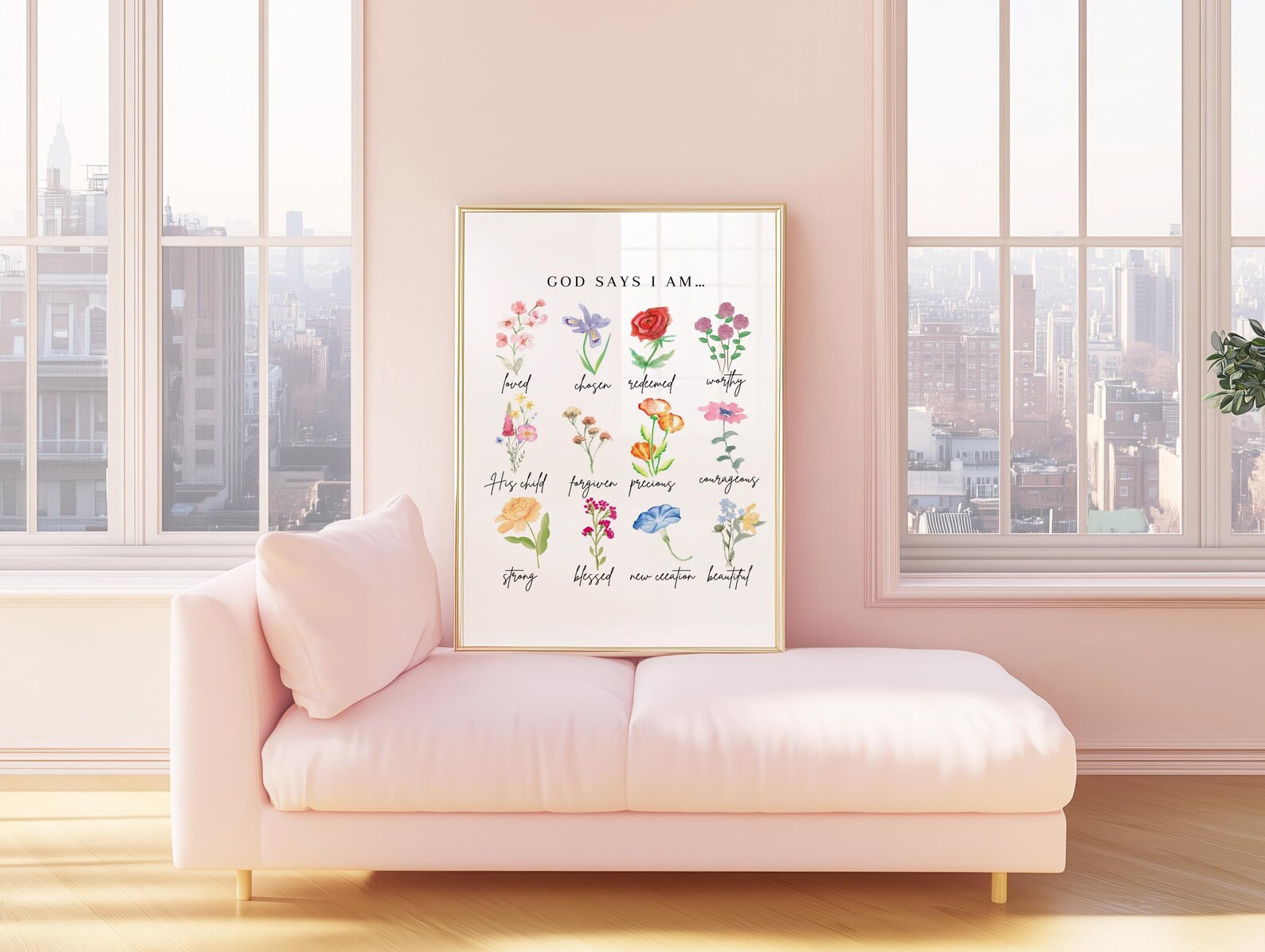 God Says I Am Floral Print | Christian Scripture Poster - Etsy