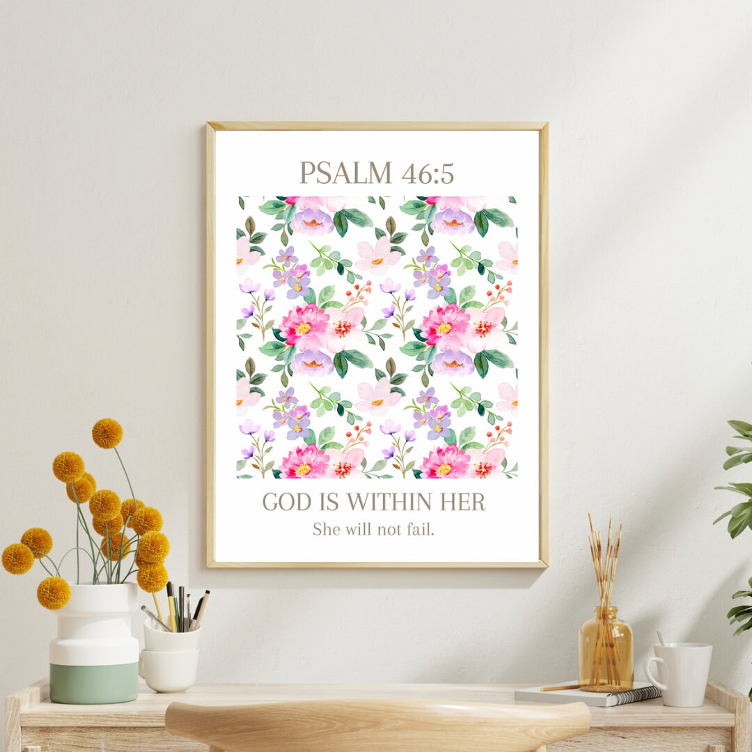 Psalm 46:5 Digital Download God is Within Her Christian Modern Wall Art ...
