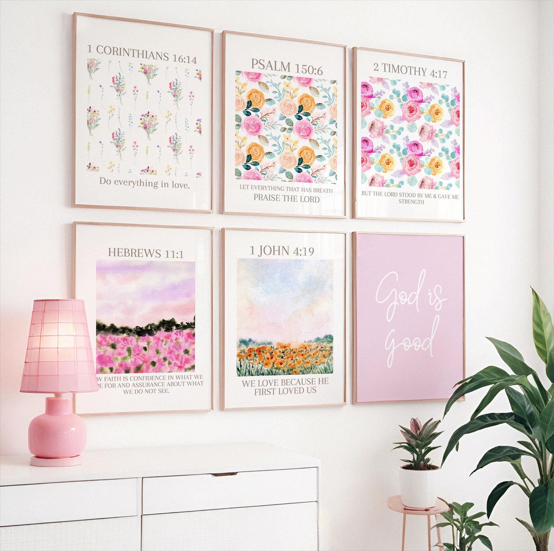 Christian Wall Art Print | Floral Bible Verse Poster - Etsy