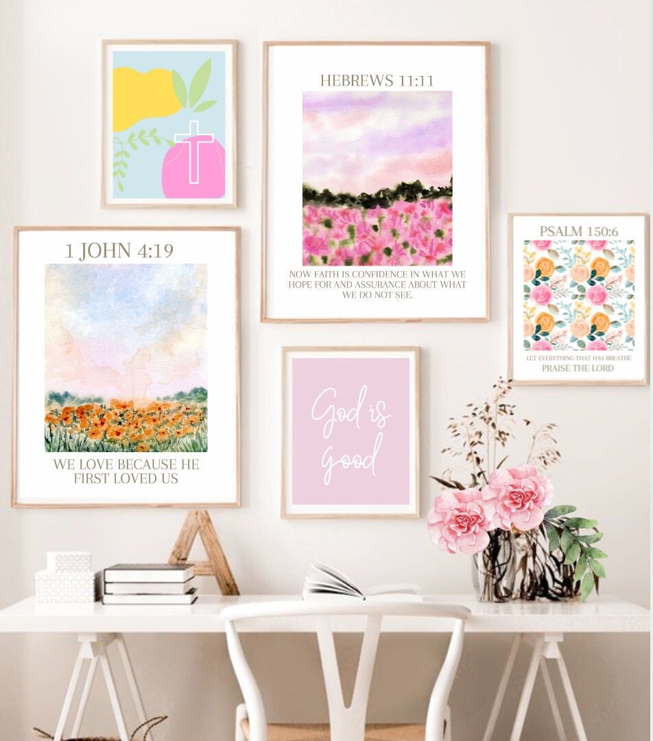 God is Good Pink Simple Wall Art Christian Printable Wall Decor Digital ...
