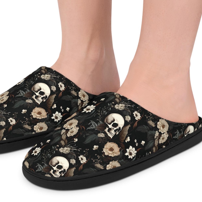 Skull Womens Slippers - Etsy