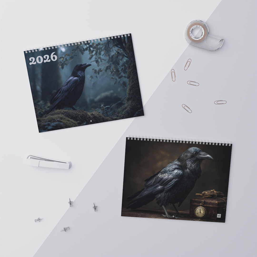 Raven Wall Calendar, 2026 Gothic Bird Art, Raven and Crow Art, Mystical ...