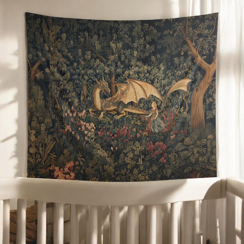 Tapestry! Fantasy Dragon Tapestry - Enchanted Forest Wall Art, Home ...