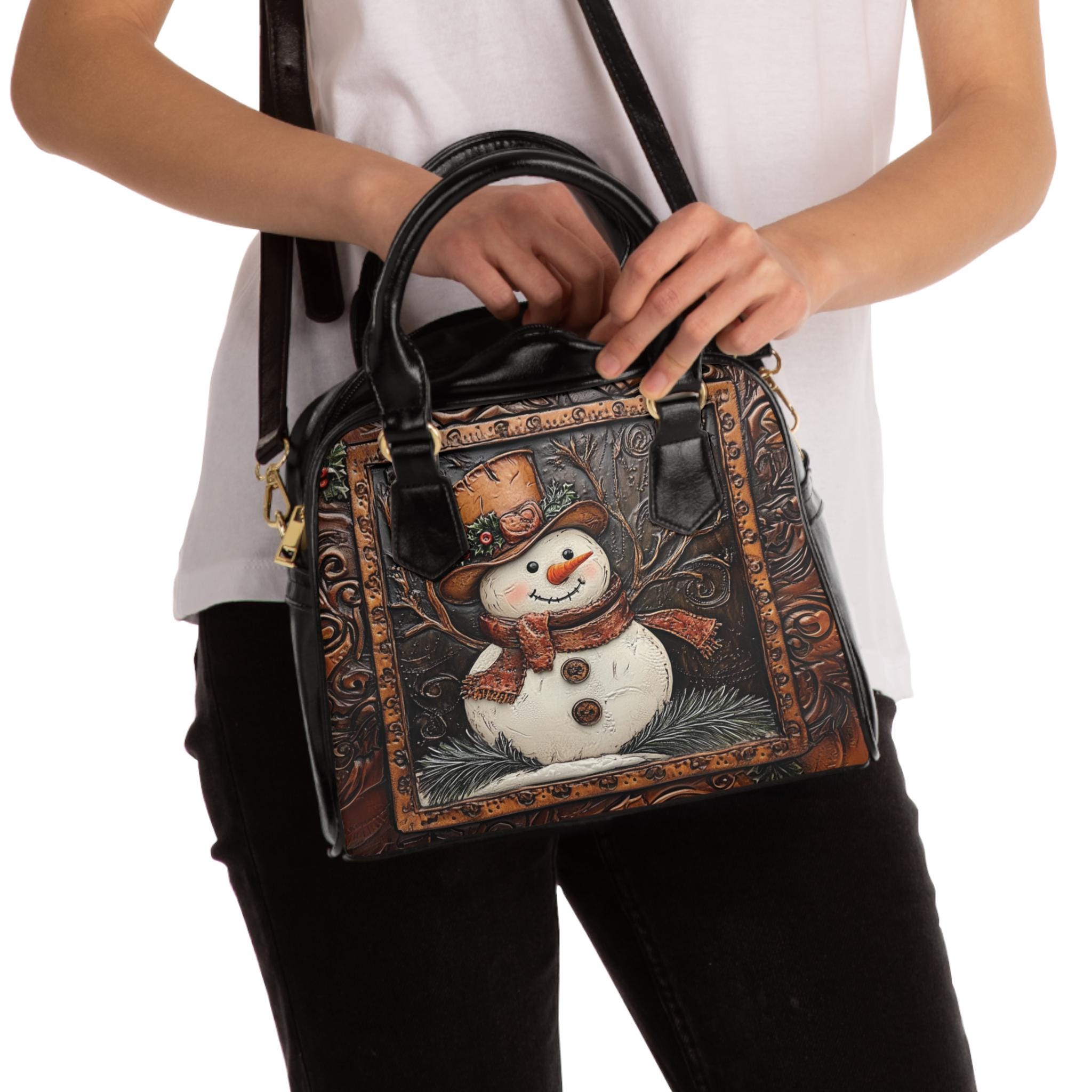 Snowman Shoulder Handbag - Holiday Winter Purse, Cute Christmas Snowman ...