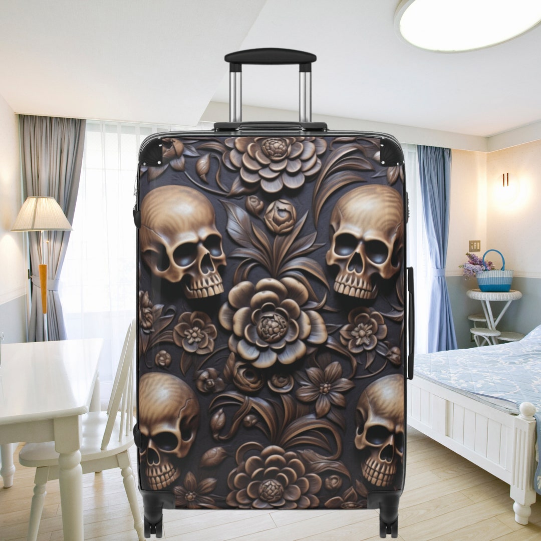 Luggage Skull Suitcase. Western, Boho, Gothic. Hard Side, Wheeled ...