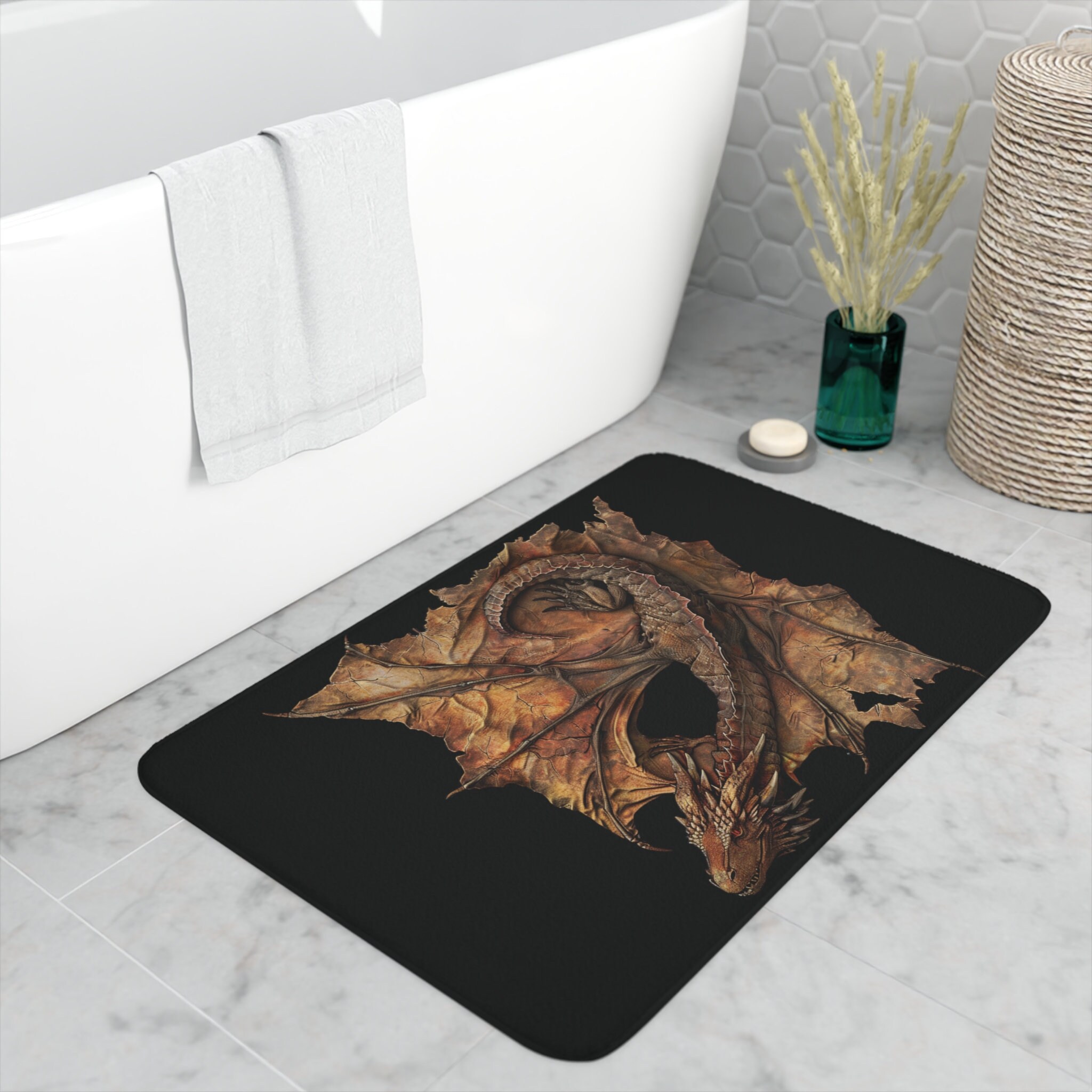 Memory Foam Bath Mat. Dragon Skin Memory Foam Bath Mat: Mythical Luxury ...