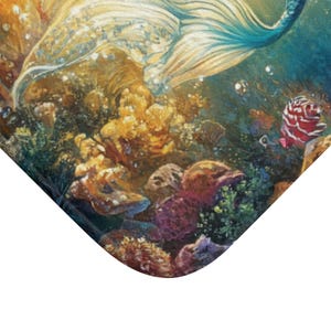 Mermaid Bath Mat Bright Mermaid Bathroom Decor. Memory Foam, Anti-slip ...