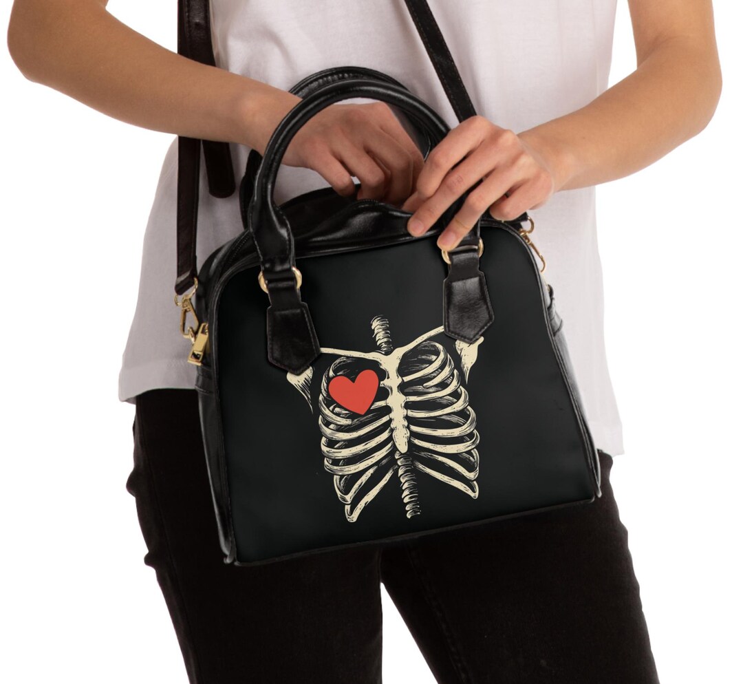 Gothic Skeleton Ribs Red Heart Crossbody Bag, Valentine's Day Purse ...