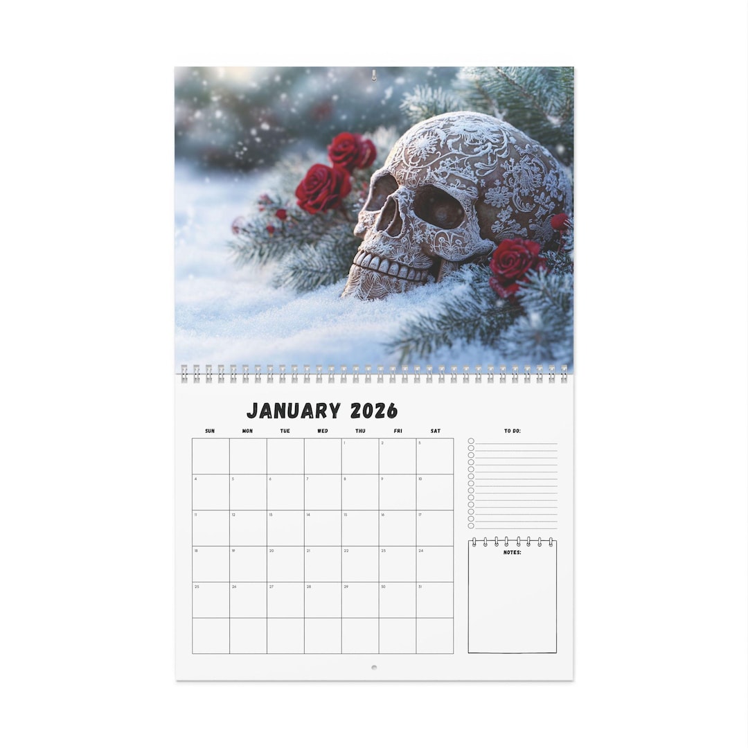 2026 Fabulous Skull Wall Calendar, Gothic Skull Artwork Monthly Designs ...