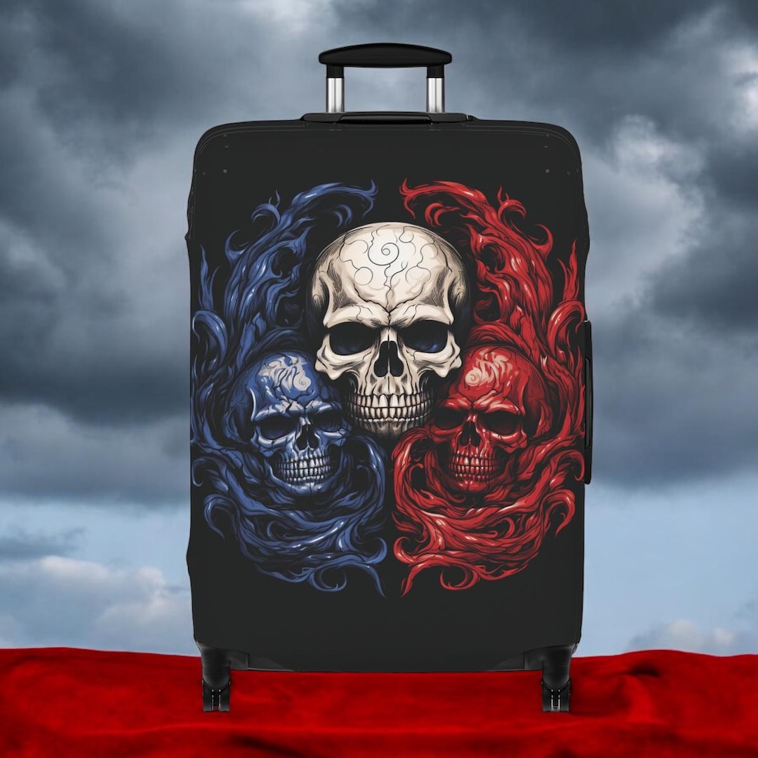 Gothic Luggage Cover USA Themed Skulls on Black Protective Cover ...