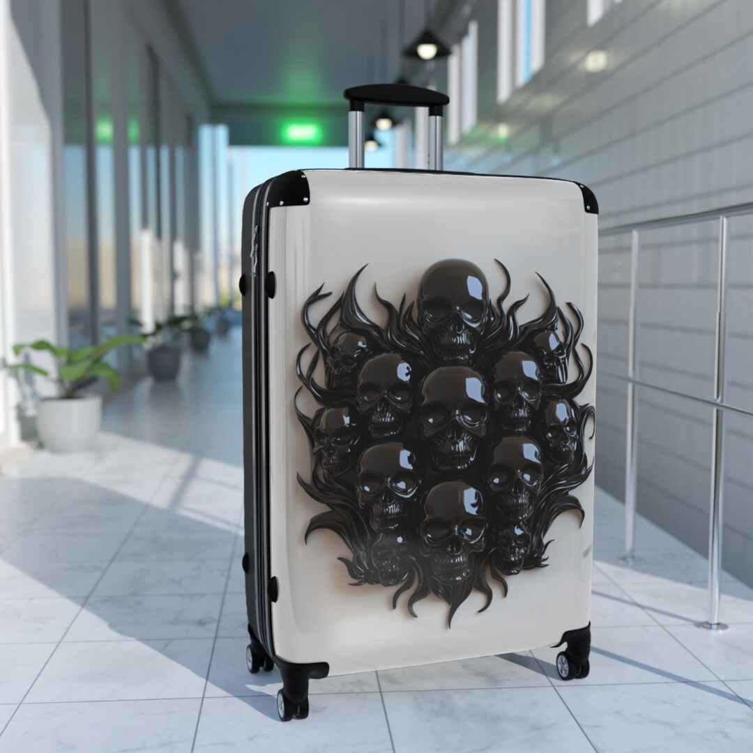 Gothic Suitcases, Bone White and Black Hard Side Suitcase, Skulls and ...