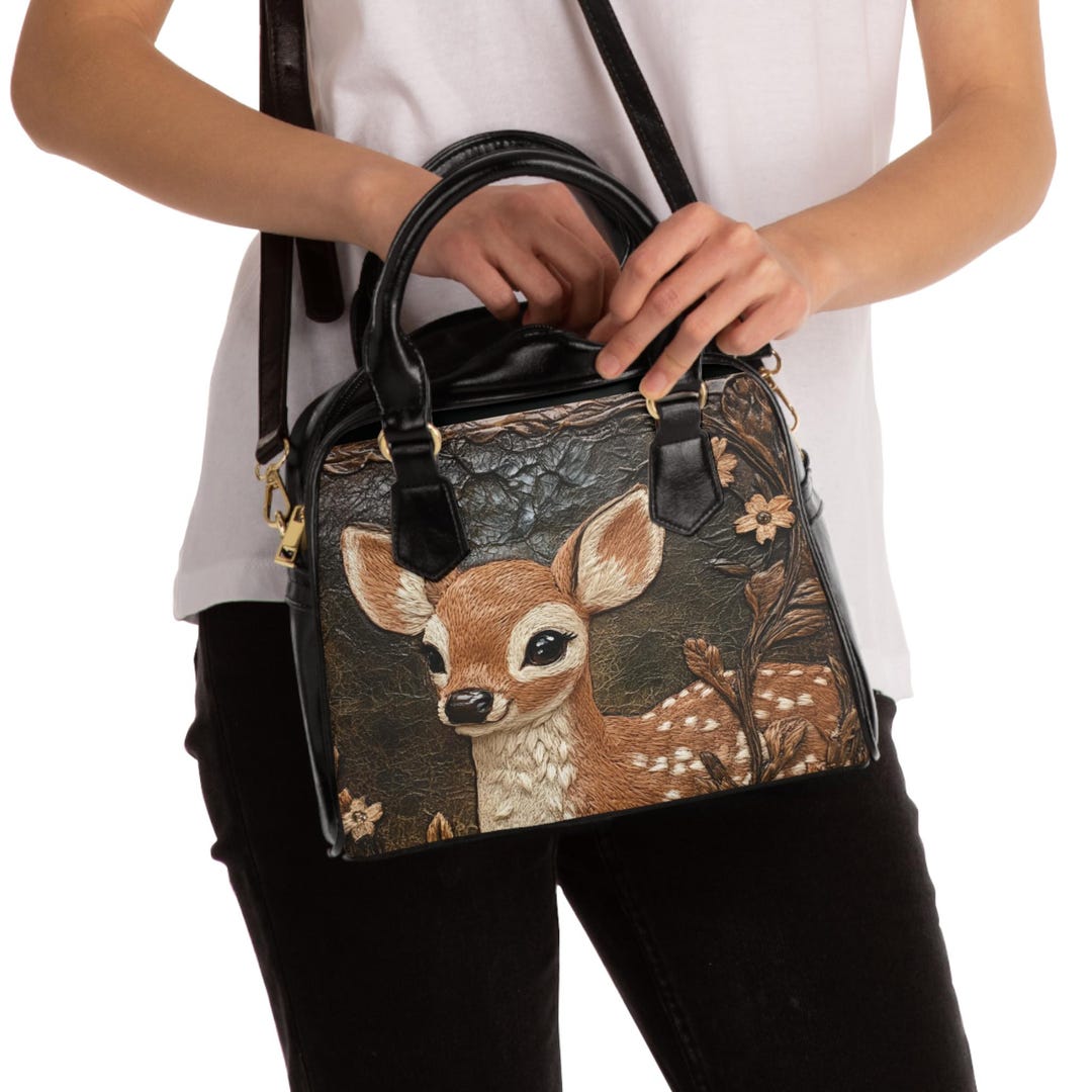 Cute Deer Faux Leather Handbag Cute Baby Deer, Fawn, Nature Lover Purse ...