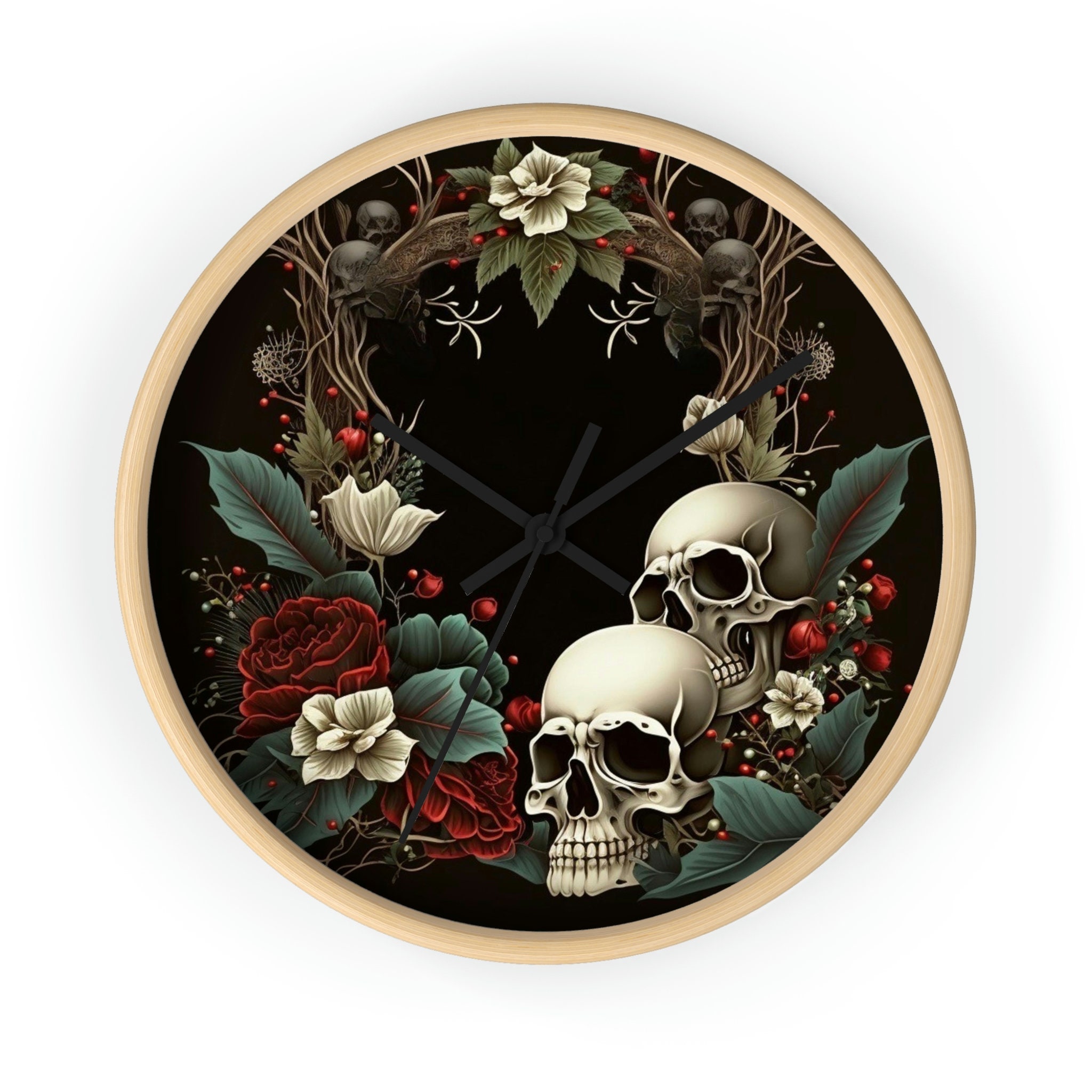 Wall Clock Pretty and Mysterious Wall Clock Skulls and - Etsy