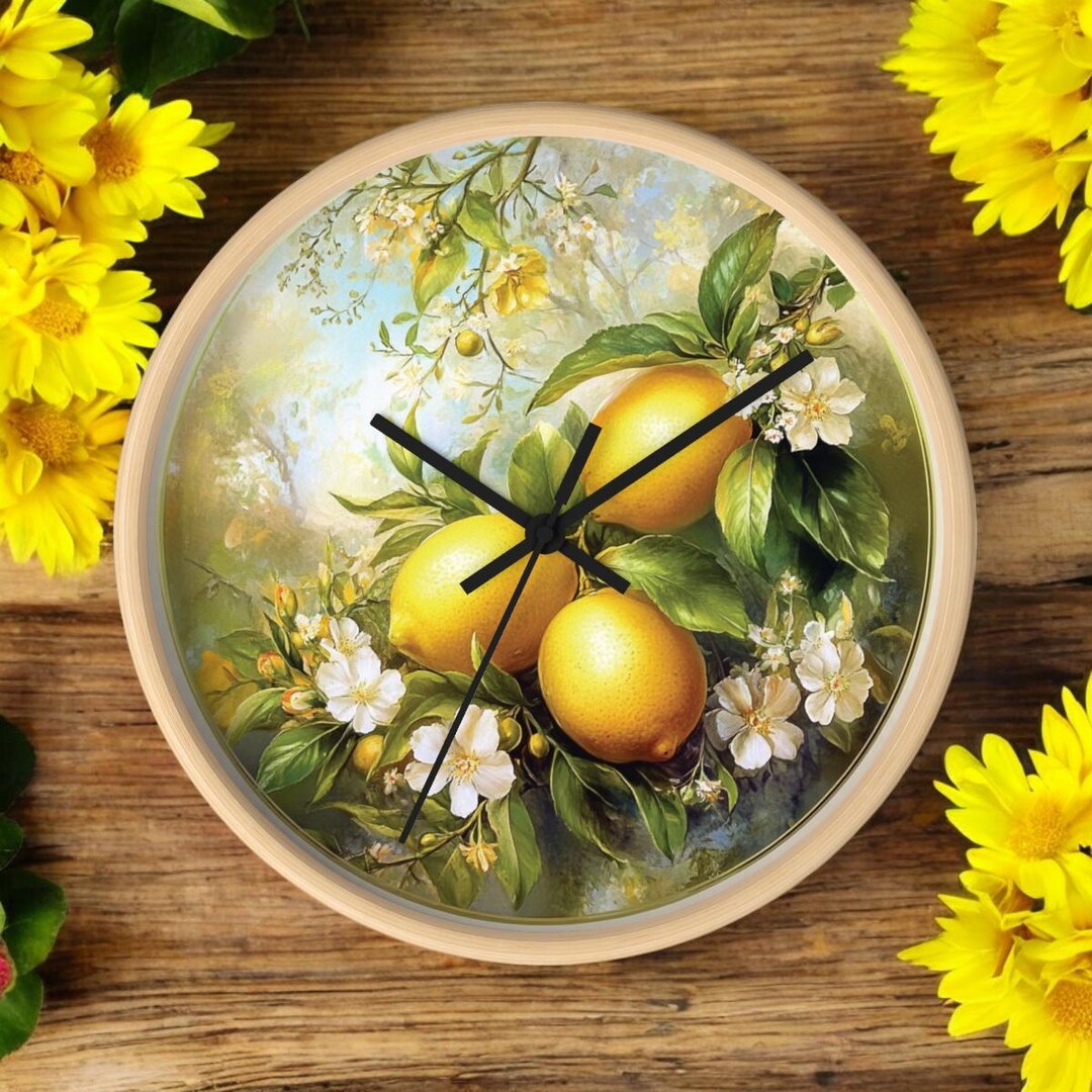 Lemon Wall Clock! Sunny, Kitschy, Fun Clock. Black, White or Wooden ...