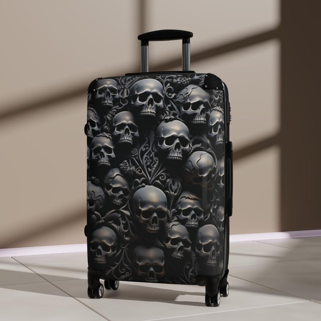 Dark Skull Suitcase. Gothic Luggage. Suitcase With Skulls. Luggage for ...