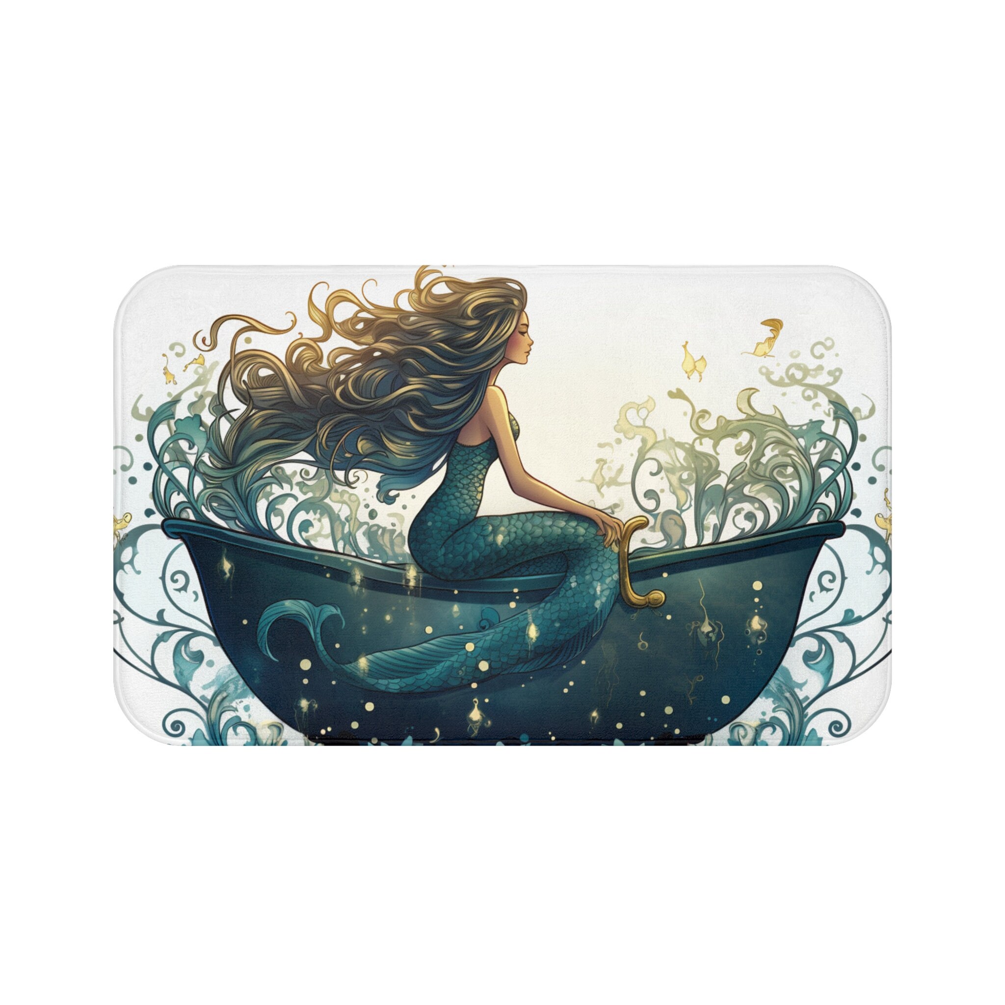 Bath Mat! Beautiful Mermaid Bath Mat! Stunning Mermaid Perched on the ...