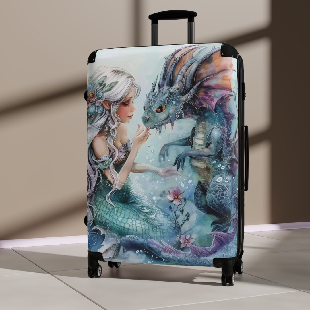 Mermaid and Dragon Suitcase 3 Sizes, Fantasy Travel Gear. Carry On ...