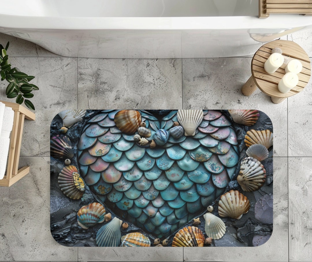 Mermaid Themed Bath Mat. Elegant Memory Foam Bath Mat With Mermaid ...