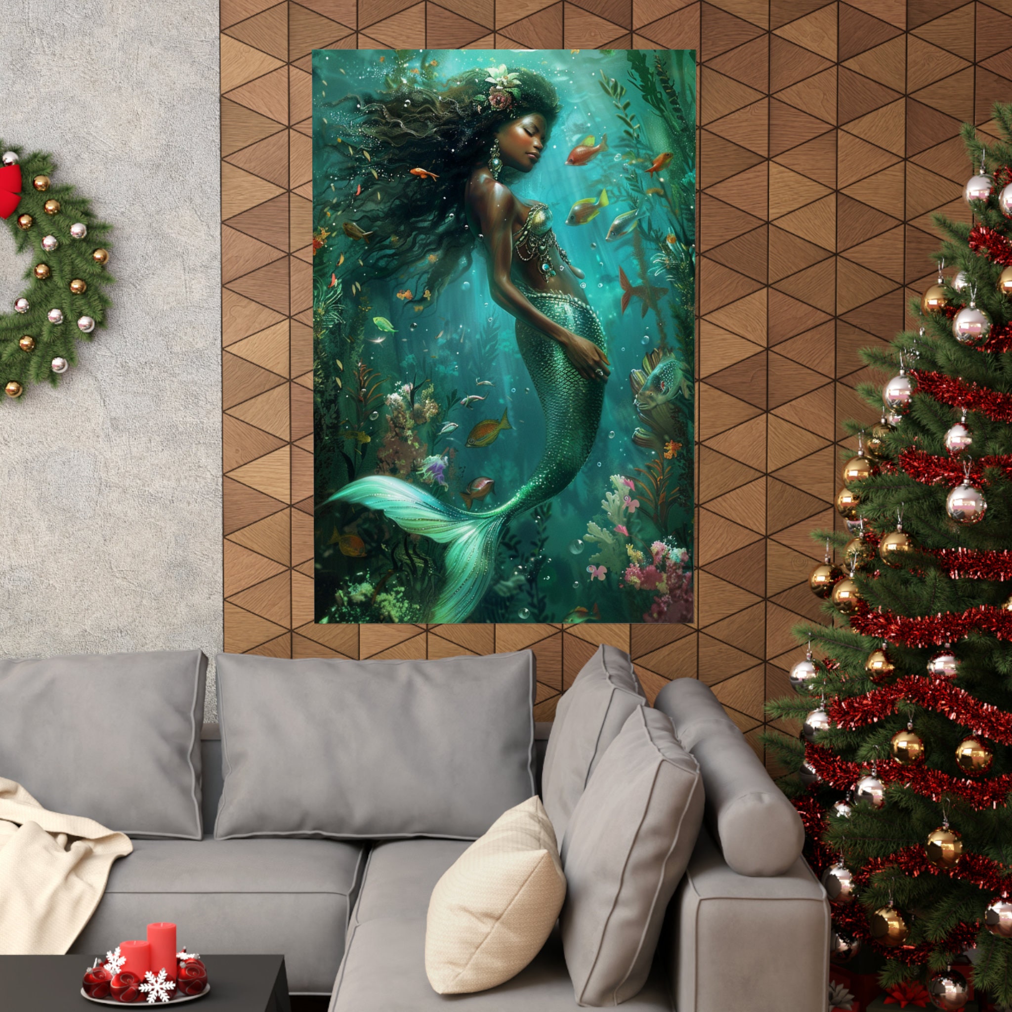 Mermaid Poster Matte Vertical Poster, 2 Sizes. Sea Life, Bright Ocean ...