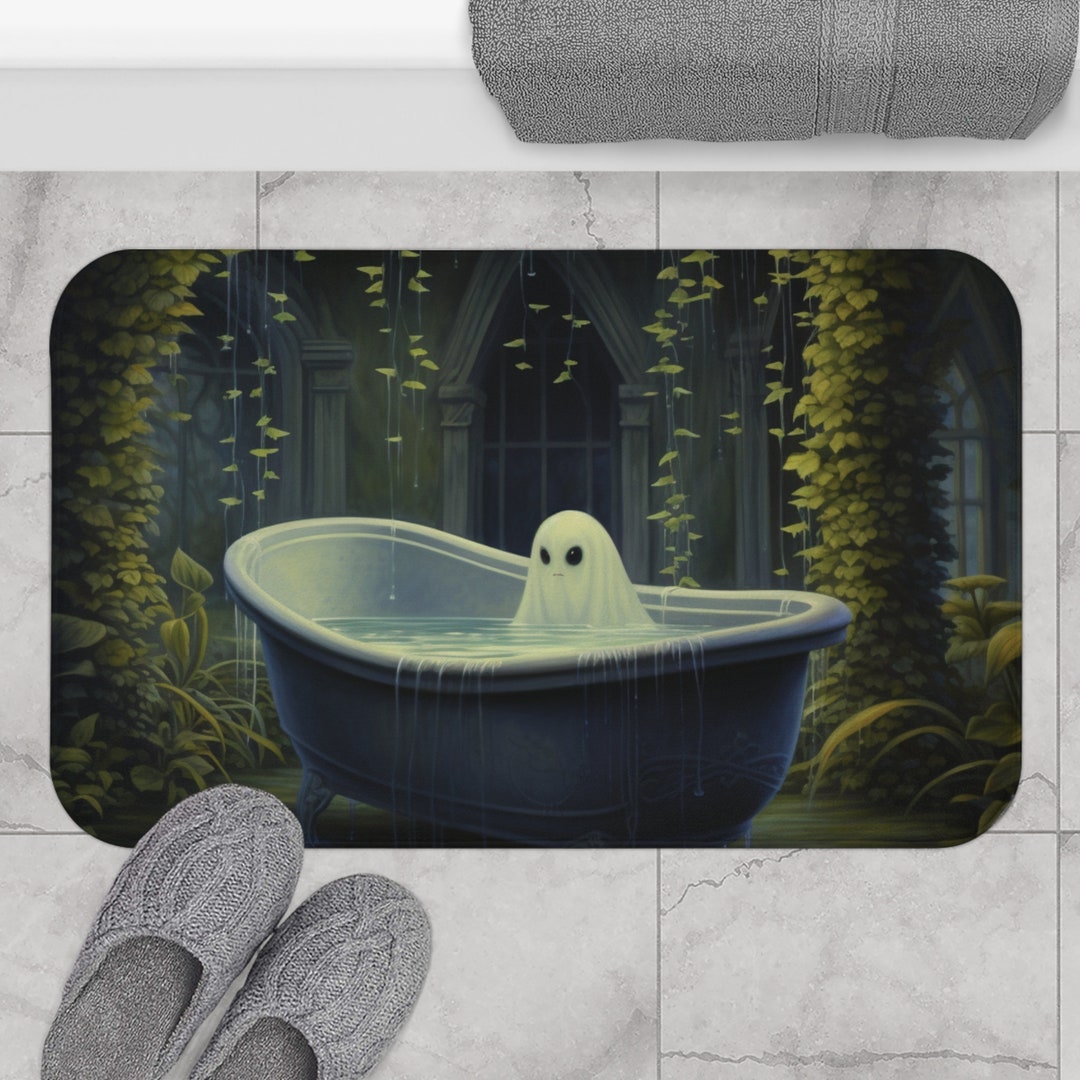 Bath Mat! Cute Ghost in a Tub! Mystical Ghostly Bathroom! Fun Shower ...