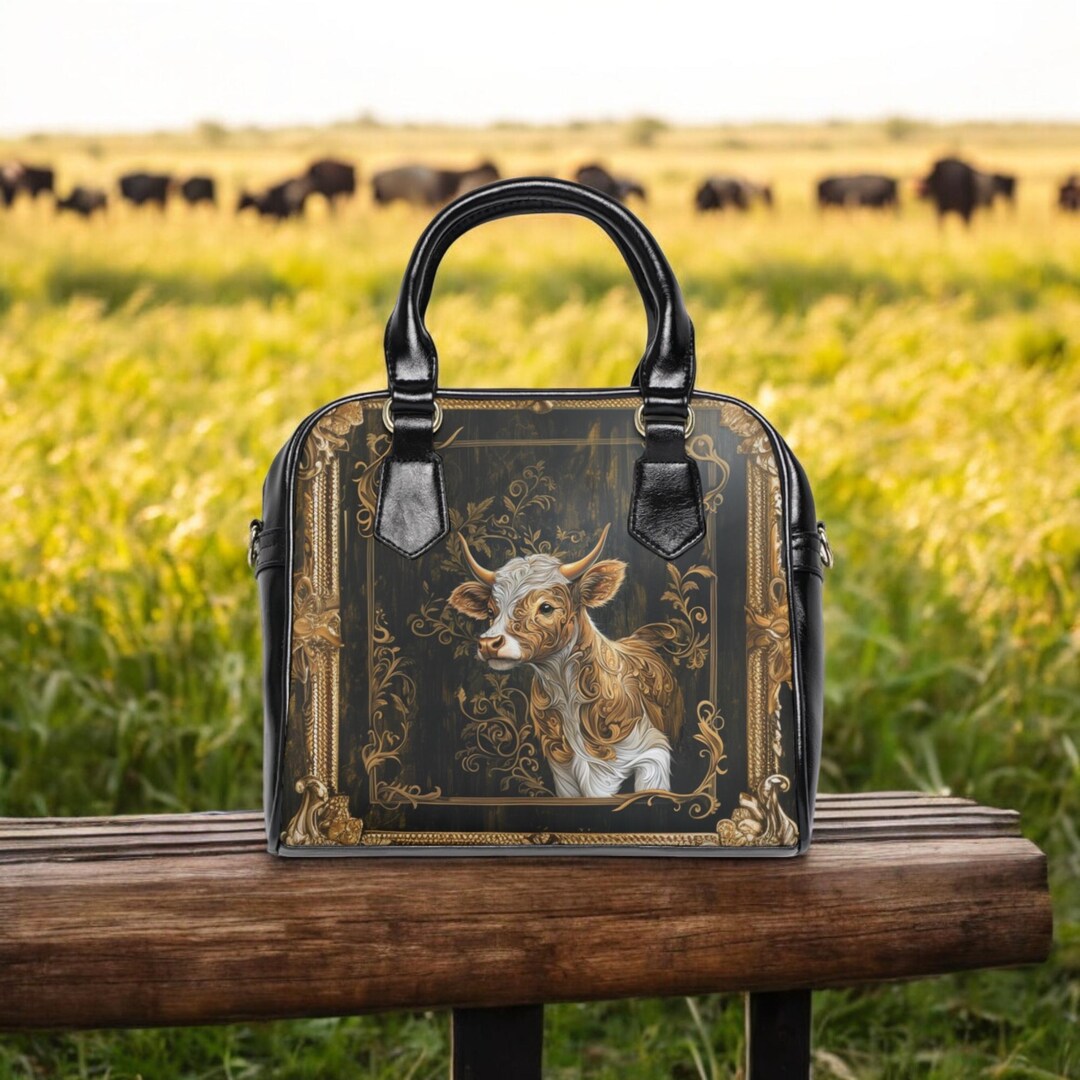 Fancy Cow Purse, Prized Calf, Elegant Farm Life, Faux Leather Bag ...