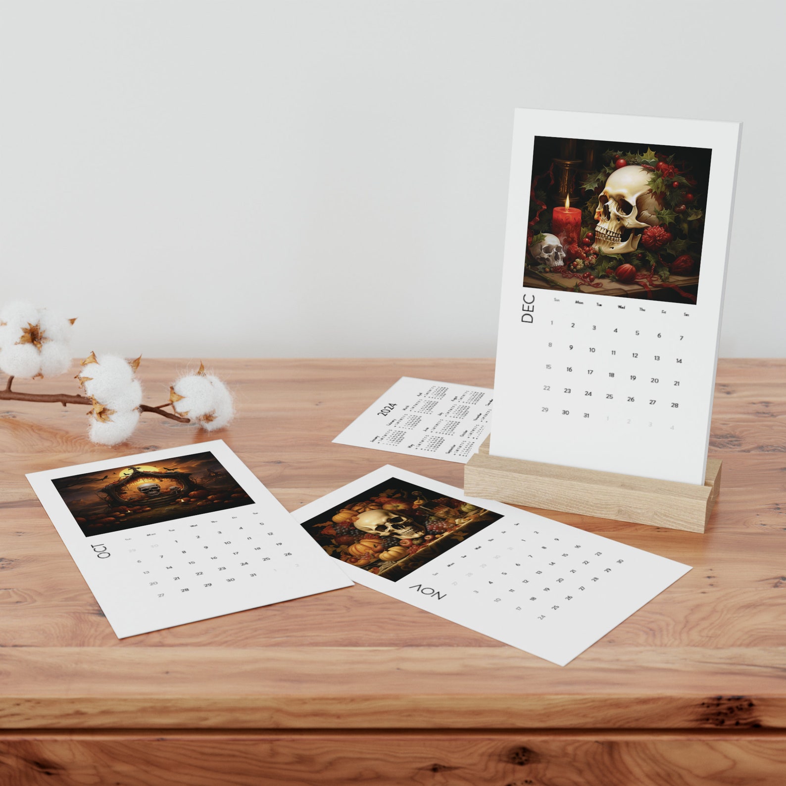 Vertical Desk Calendar 2024.skull Calendar. 12 Different - Etsy