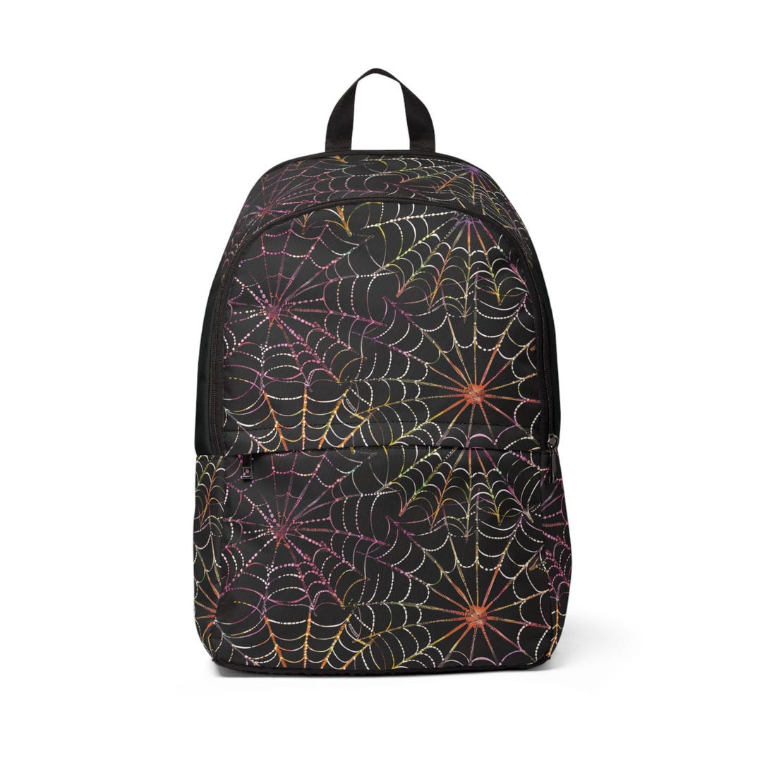Web Backpack, Black Unisex Fabric Backpack. Book Bag With Pretty ...