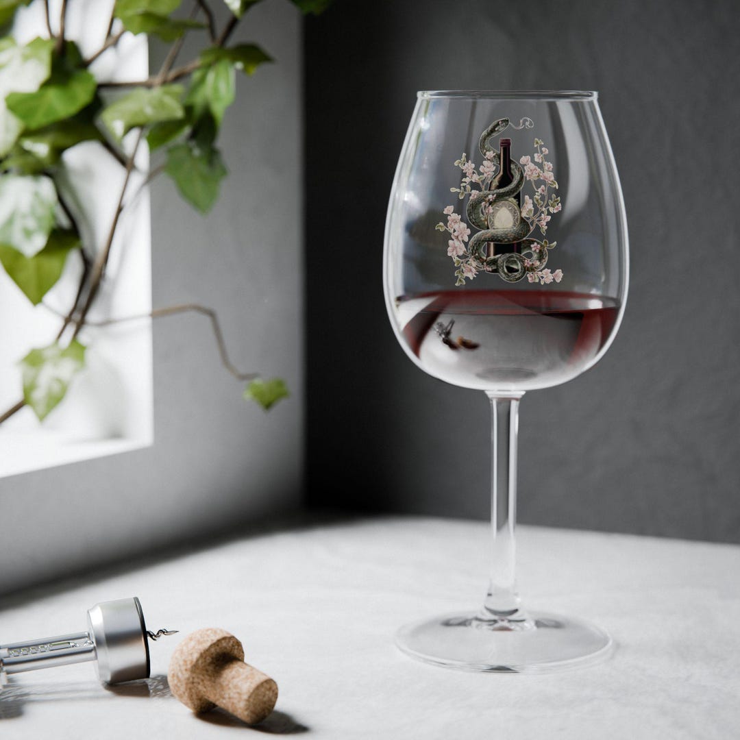 Fantasy Snake Wine Glass Serpent Wrapped Wine Bottle With Flowers on ...