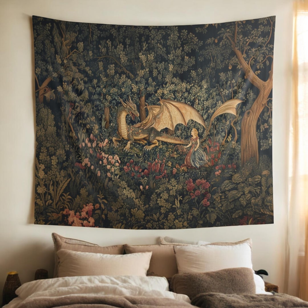 Tapestry! Fantasy Dragon Tapestry - Enchanted Forest Wall Art, Home ...