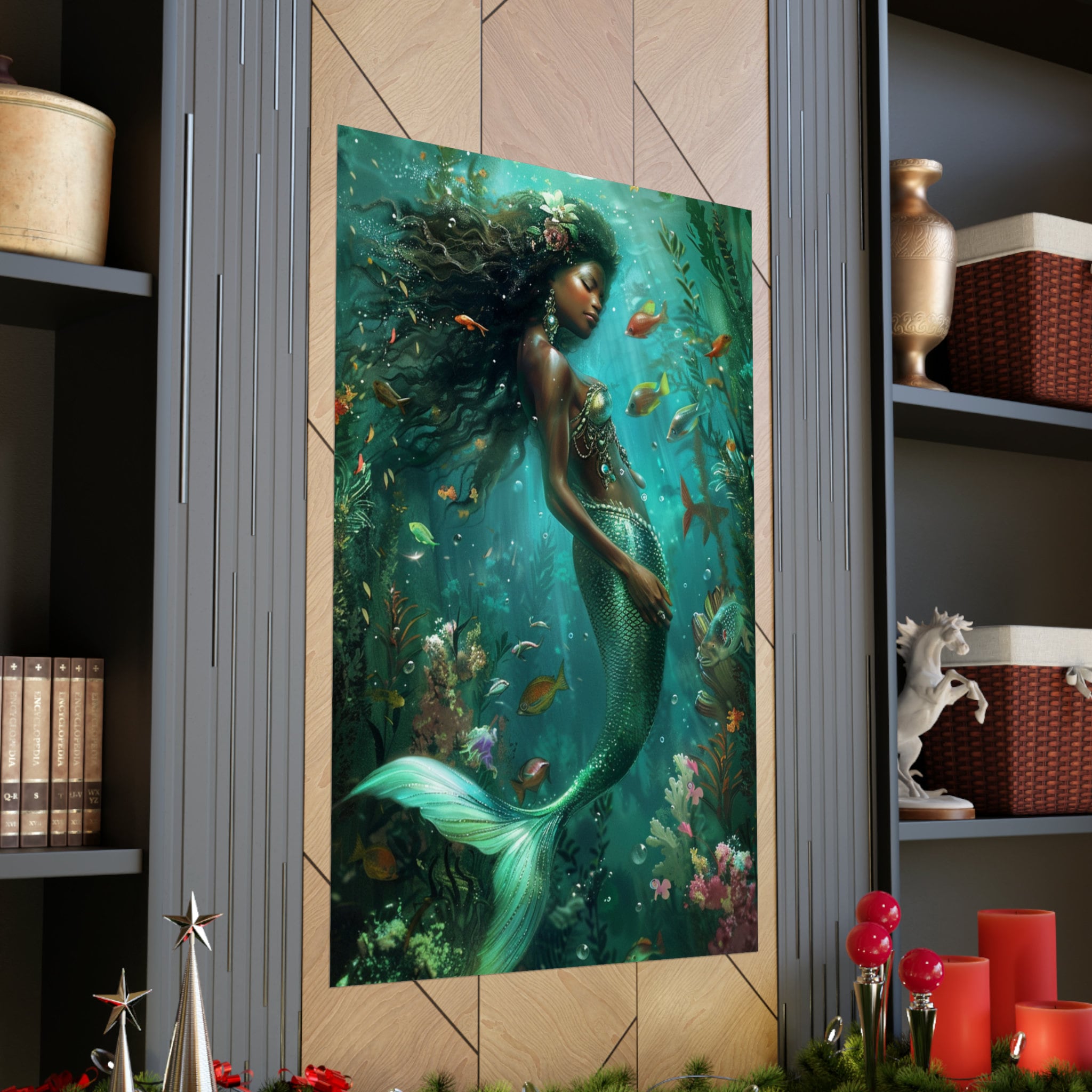 Mermaid Poster Matte Vertical Poster, 2 Sizes. Sea Life, Bright Ocean ...